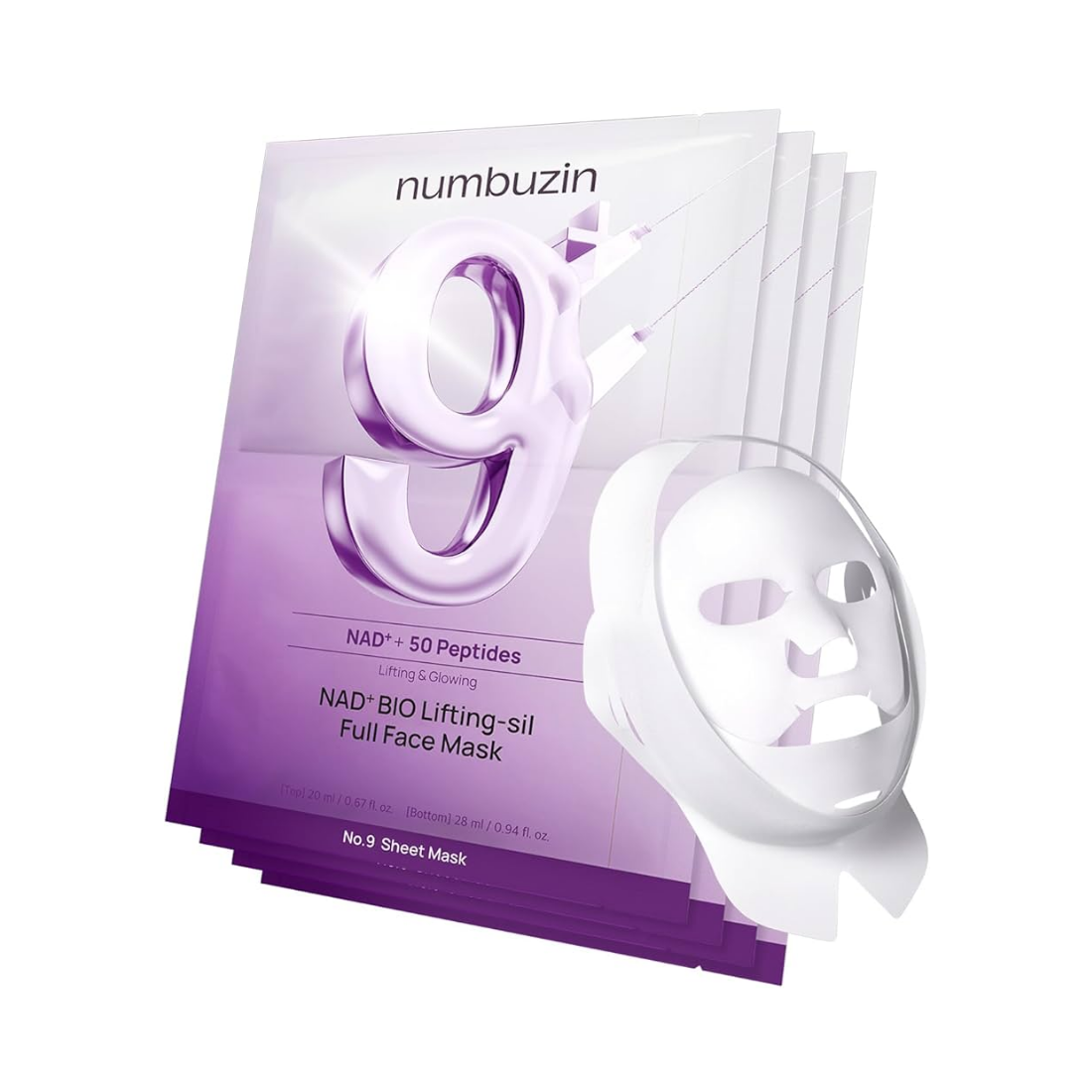 NUMBUZIN No.9 NAD Bio Lifting Full Cover Facial Mask veido kaukės – Rossi.lt